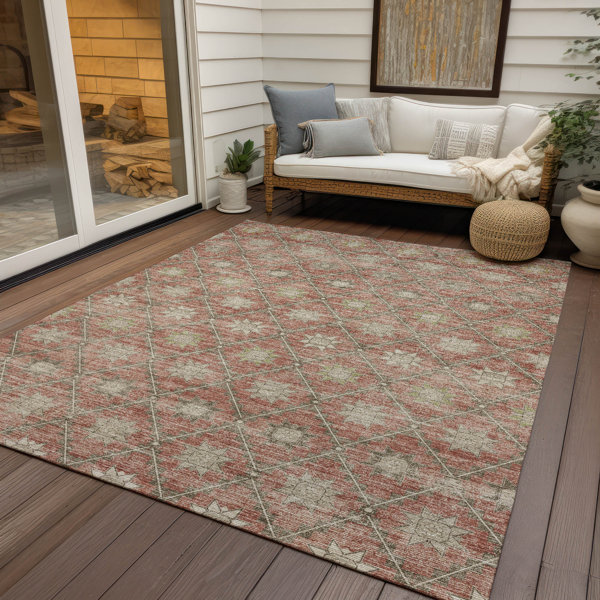 Bungalow Rose Machine Washable Indoor/Outdoor Xhevrie Terracotta Rug - Wayfair Canada